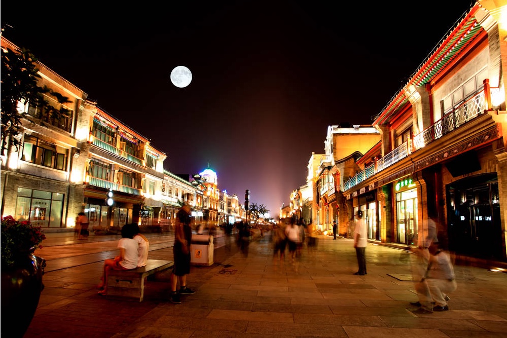 Night Scene in Beijing with Lights Dazzling in Romance